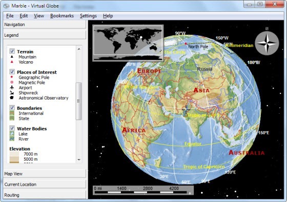 Marble: Google Earth-Like Virtual Globe Software